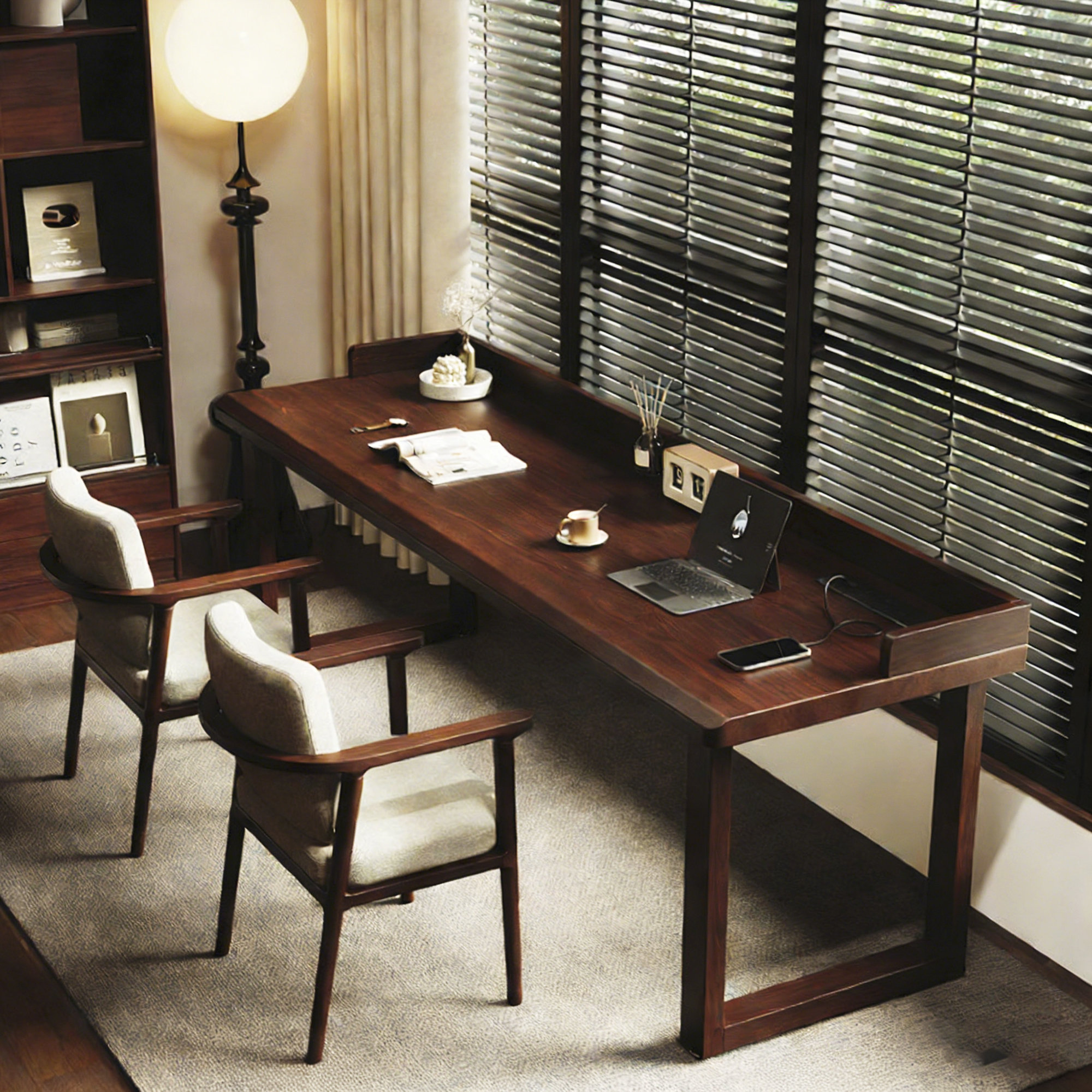 Orren Ellis Minimalist Retro Pine Solid Wood Desk with Baffle Office ...