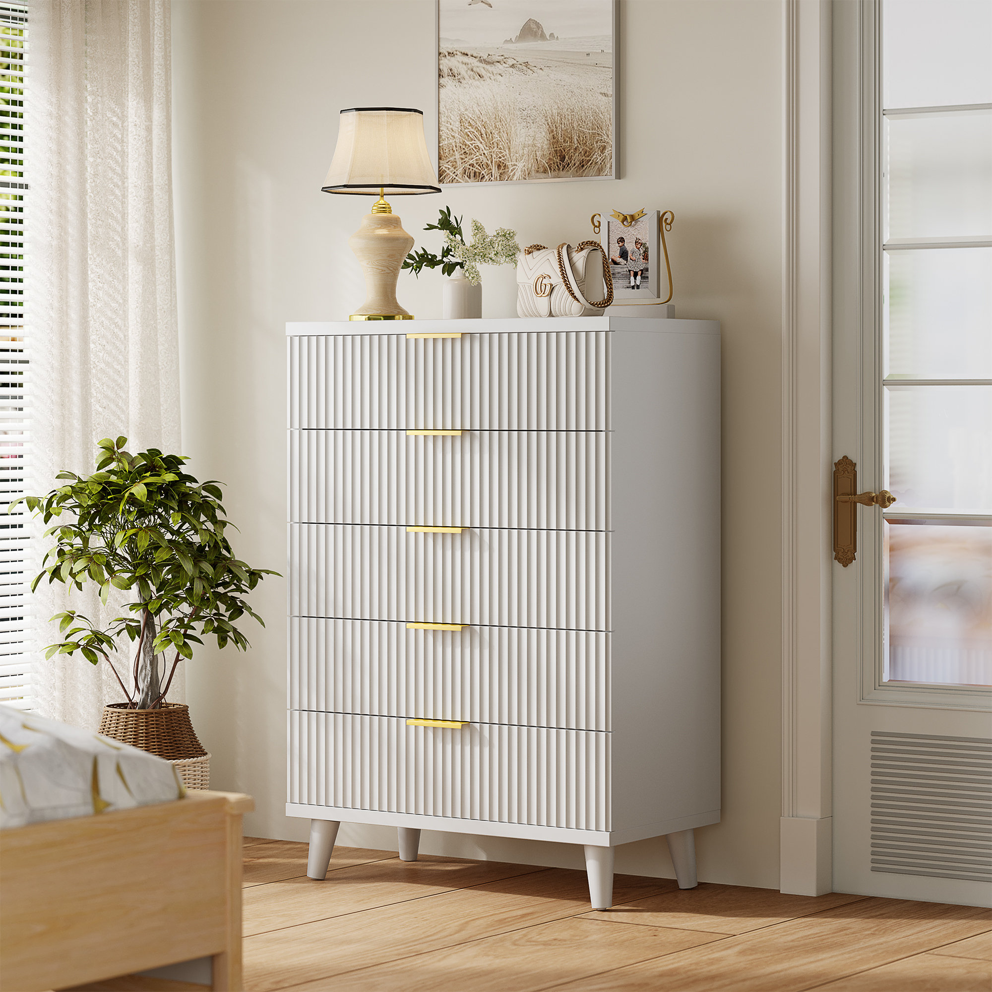 George Oliver Commode 5 tiroirs l 27,6 po, commodes en bois et commodes ...