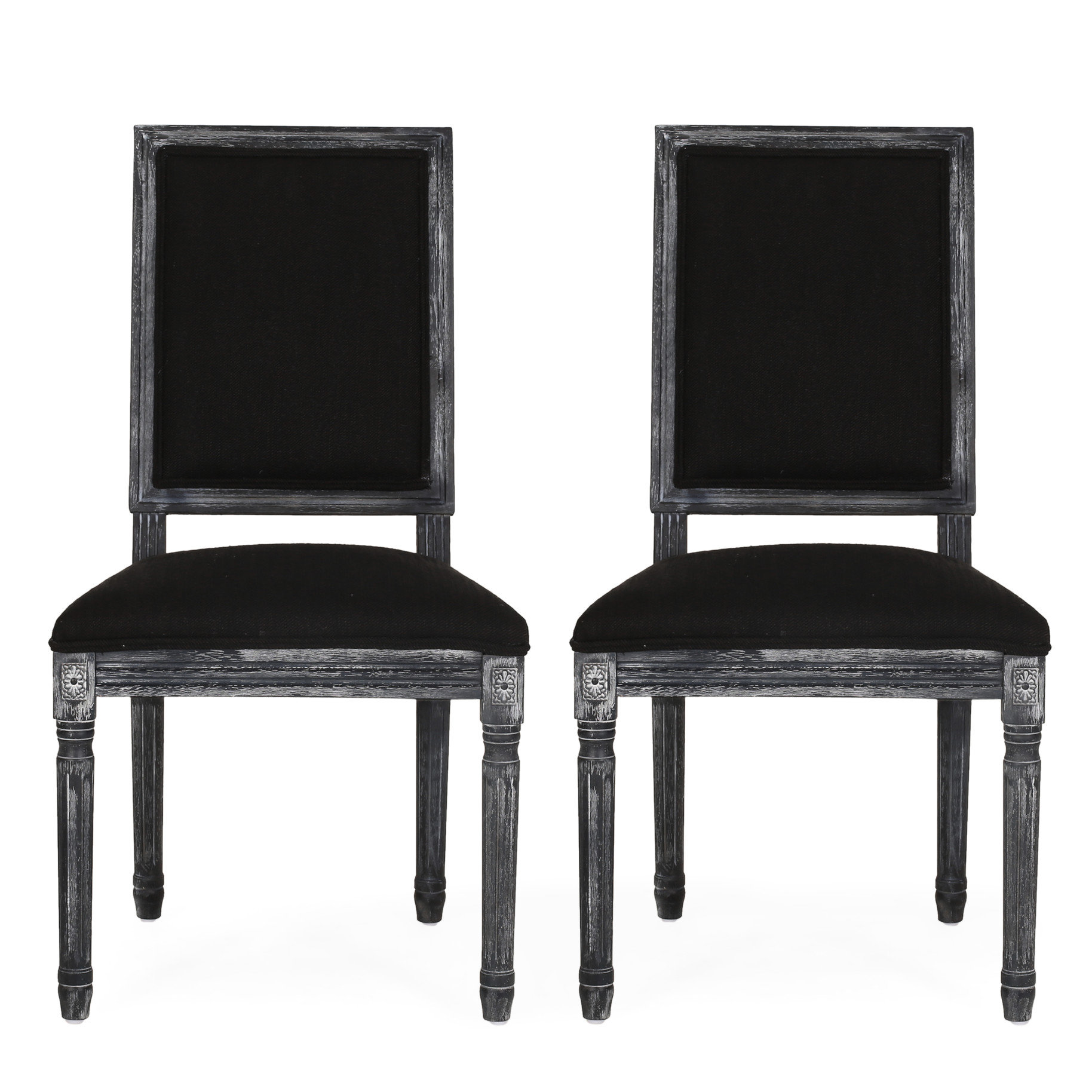 One Allium Way® Black Fabric Upholstered Dining Chairs - French Country ...