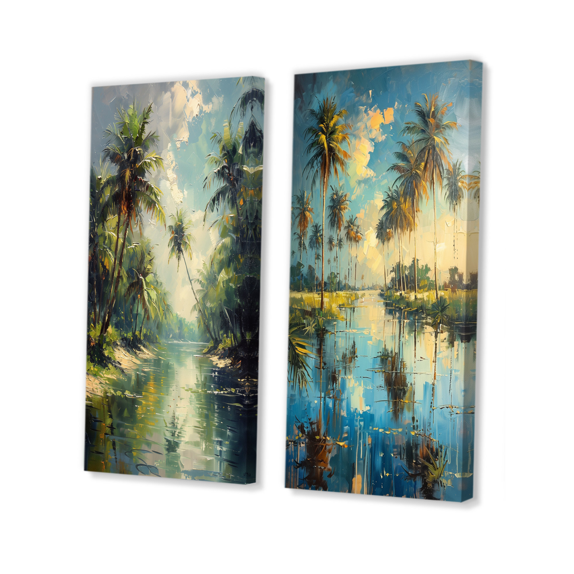 Bay Isle Home™ Green Palm Trees Serenity I - Palms & Palm Trees Wall ...
