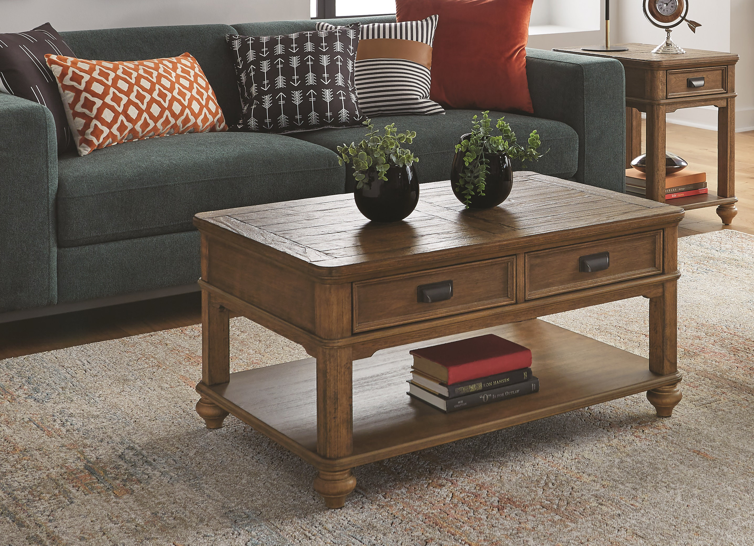 Canora Grey Pecan Finish Rectangular Coffee Table | Wayfair