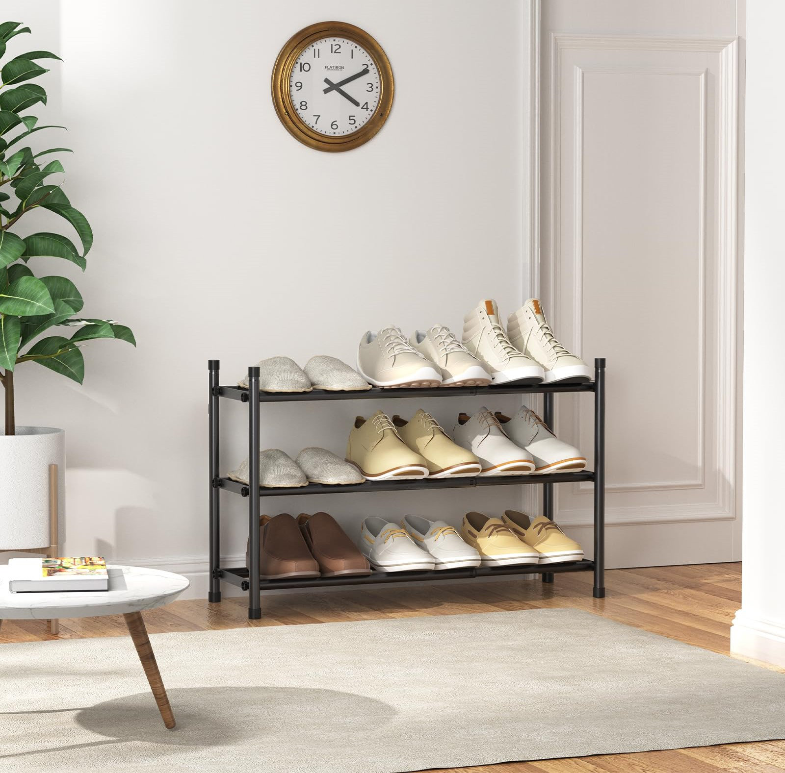 Latitude Run® 3 Tier Shoe Rack for Closet, Stackable Adjustable ...