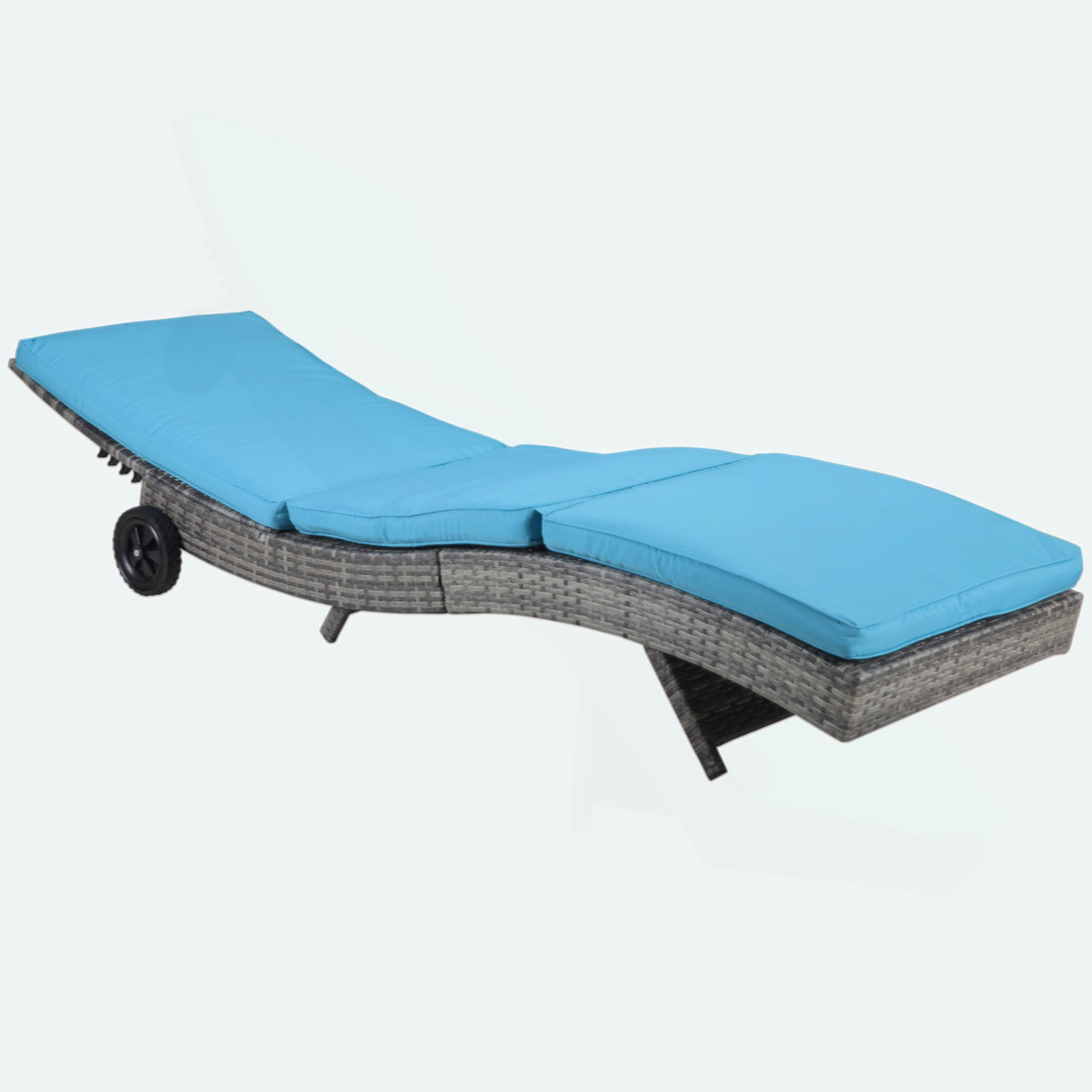 Red Barrel Studio Wicker Chaise Lounge Pool Chair, Outdoor PE Metal ...