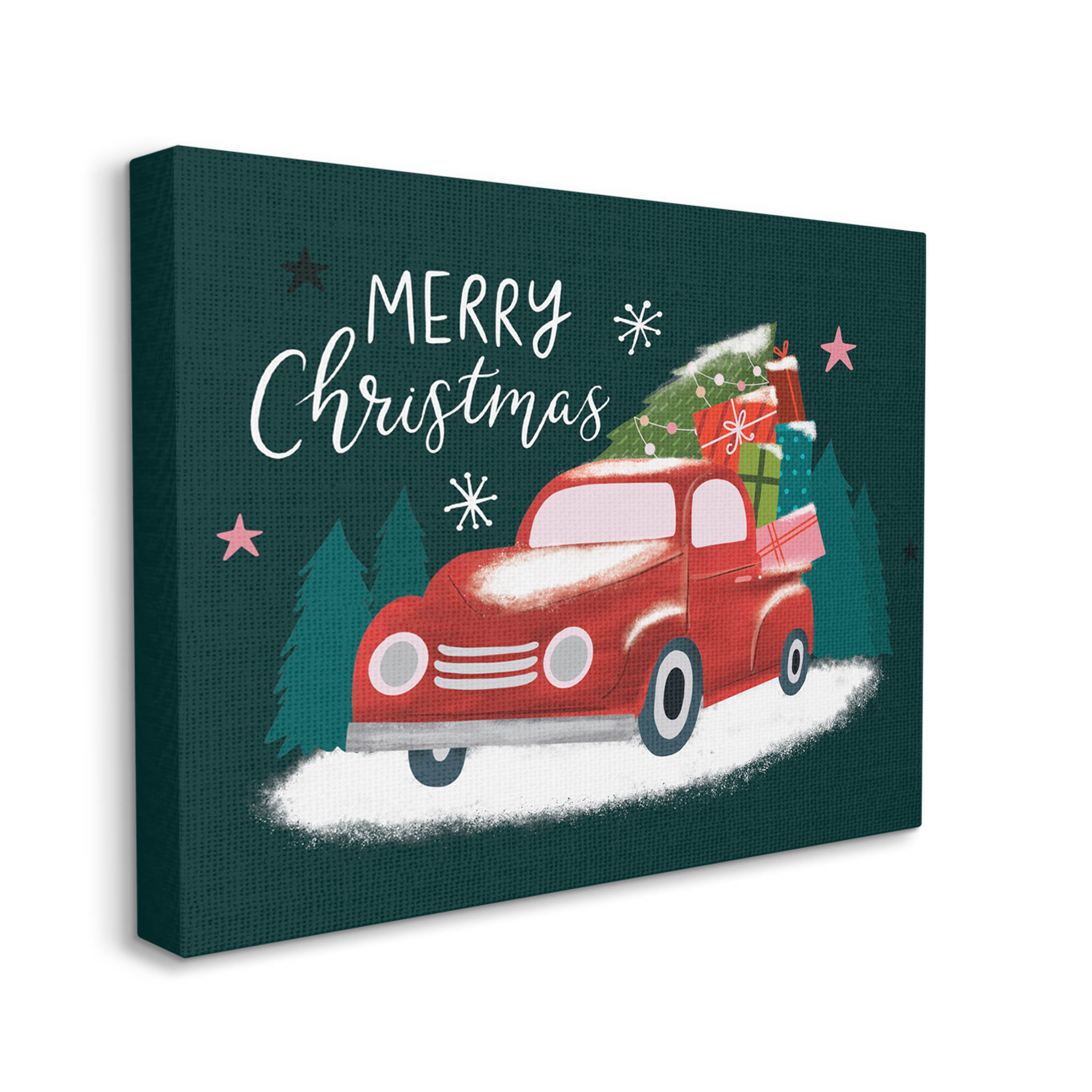 Stupell Industries Merry Christmas Gifts Truckload Canvas Wall Art By ...