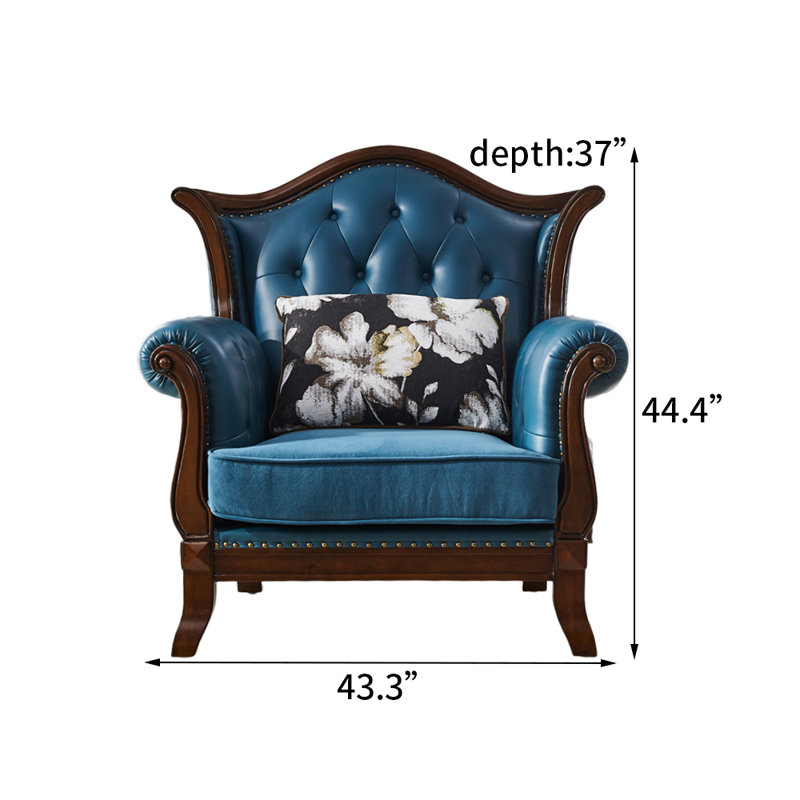 Canora Grey Dashia 43.3'' Wide Tufted Genuine Leather Armchair | Wayfair