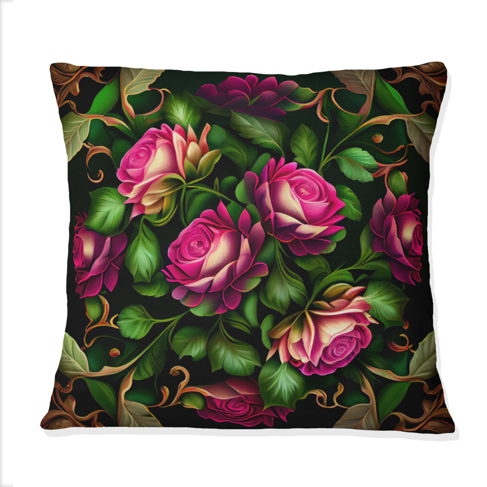 Design Art Bouquet Of Viva Magenta Roses - Rose Printed Throw Pillow ...