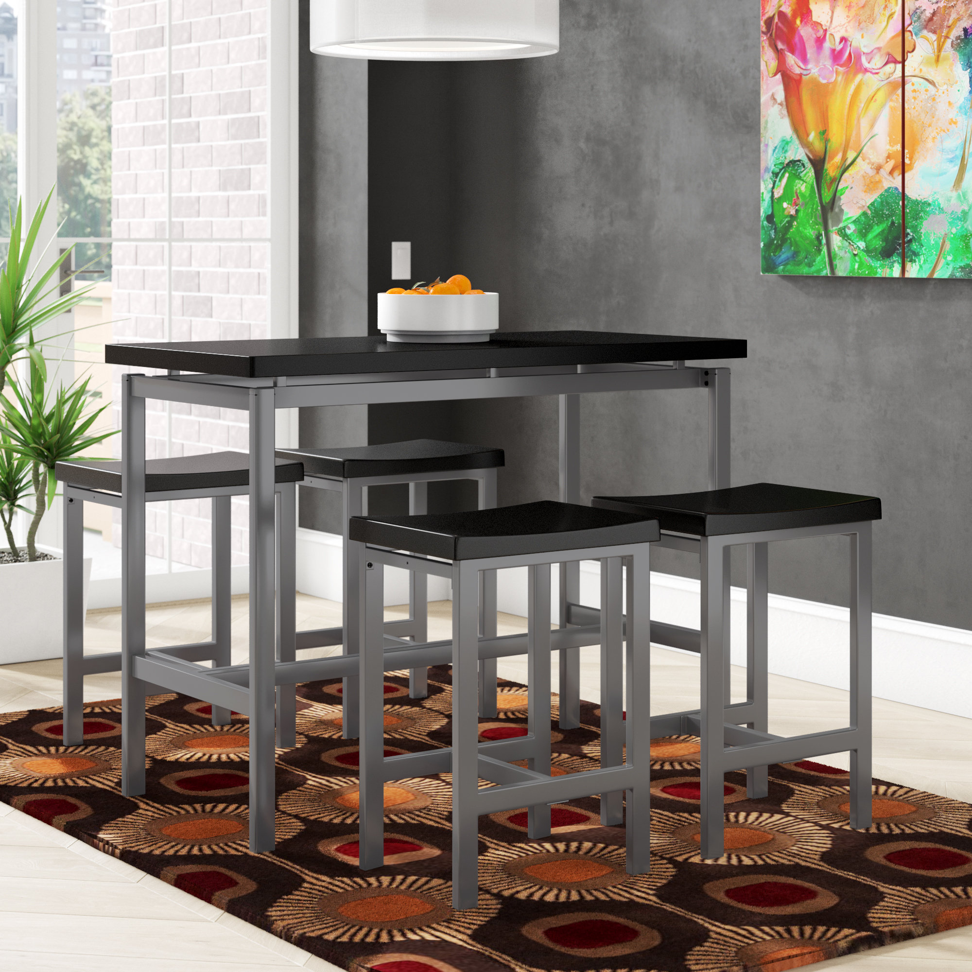 Ebern Designs Mysliwiec 5 - Piece Counter Height Dining Set & Reviews ...