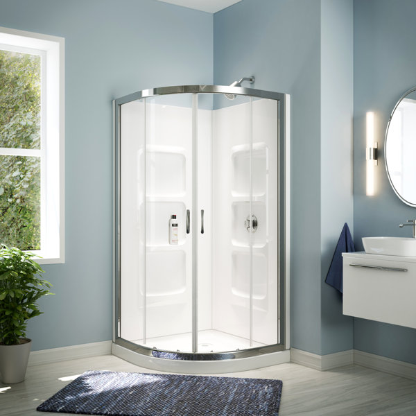 A&E Bath and Shower 40'' W 75'' H Semi-Frameless Round Reversible ...