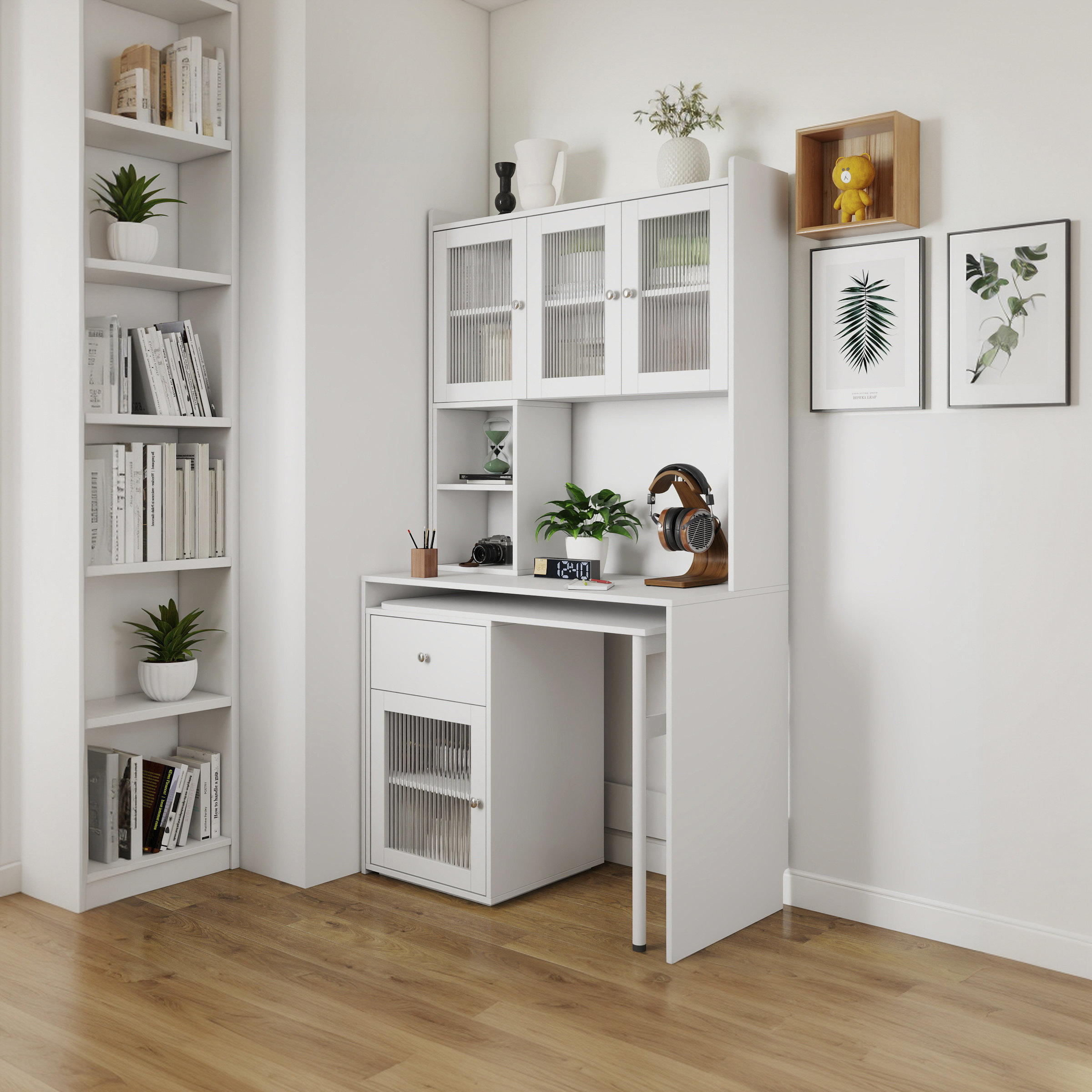 Latitude Run® Computer Desk With Glass Door - Home Office / Study Desk ...