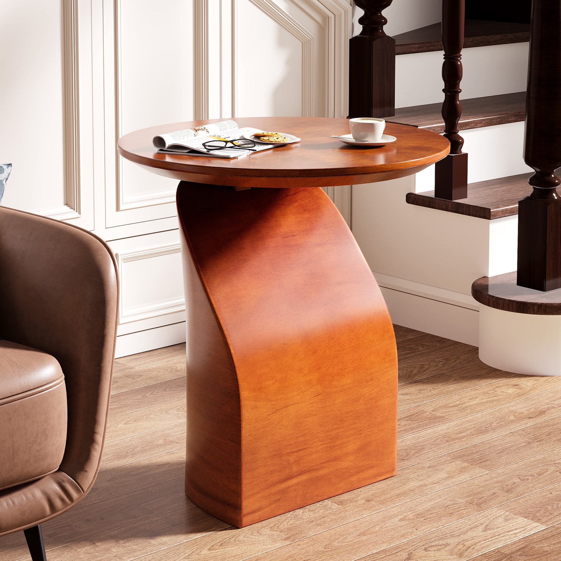 Wrought Studio™ 18.9" Round Side Table, Wood End Table,small Accent ...