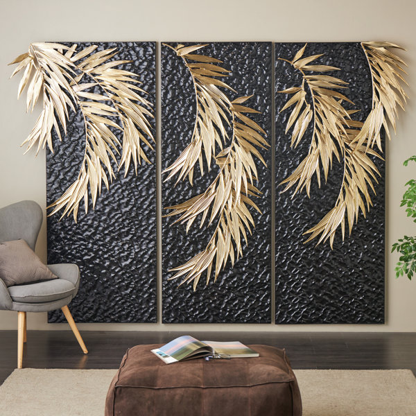 Cole & Grey Cole And Grey Metal Abstract Black Home Wall Decor With ...