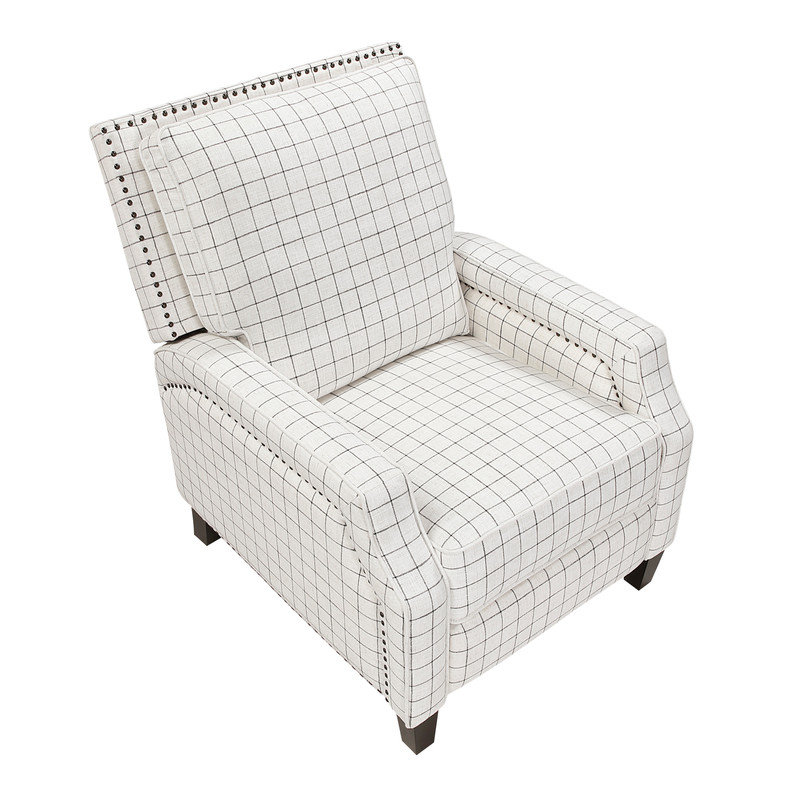 Gracie Oaks Push Back Reclining Chair Transitional Style Off-White Self ...