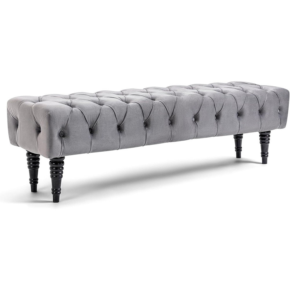 Canora Grey Rectangular Accent Bench, Upholstered Tufted Ottoman Bench ...