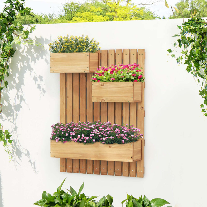 Arlmont & Co. Wall Mounted Garden Planter With 3 Planter Boxes Drainage ...