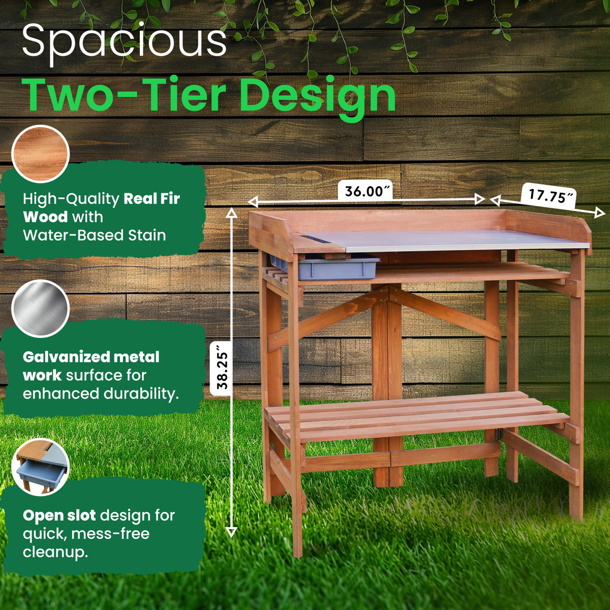 Arlmont & Co. Extra Large Folding Potting Bench with Soil Collection ...
