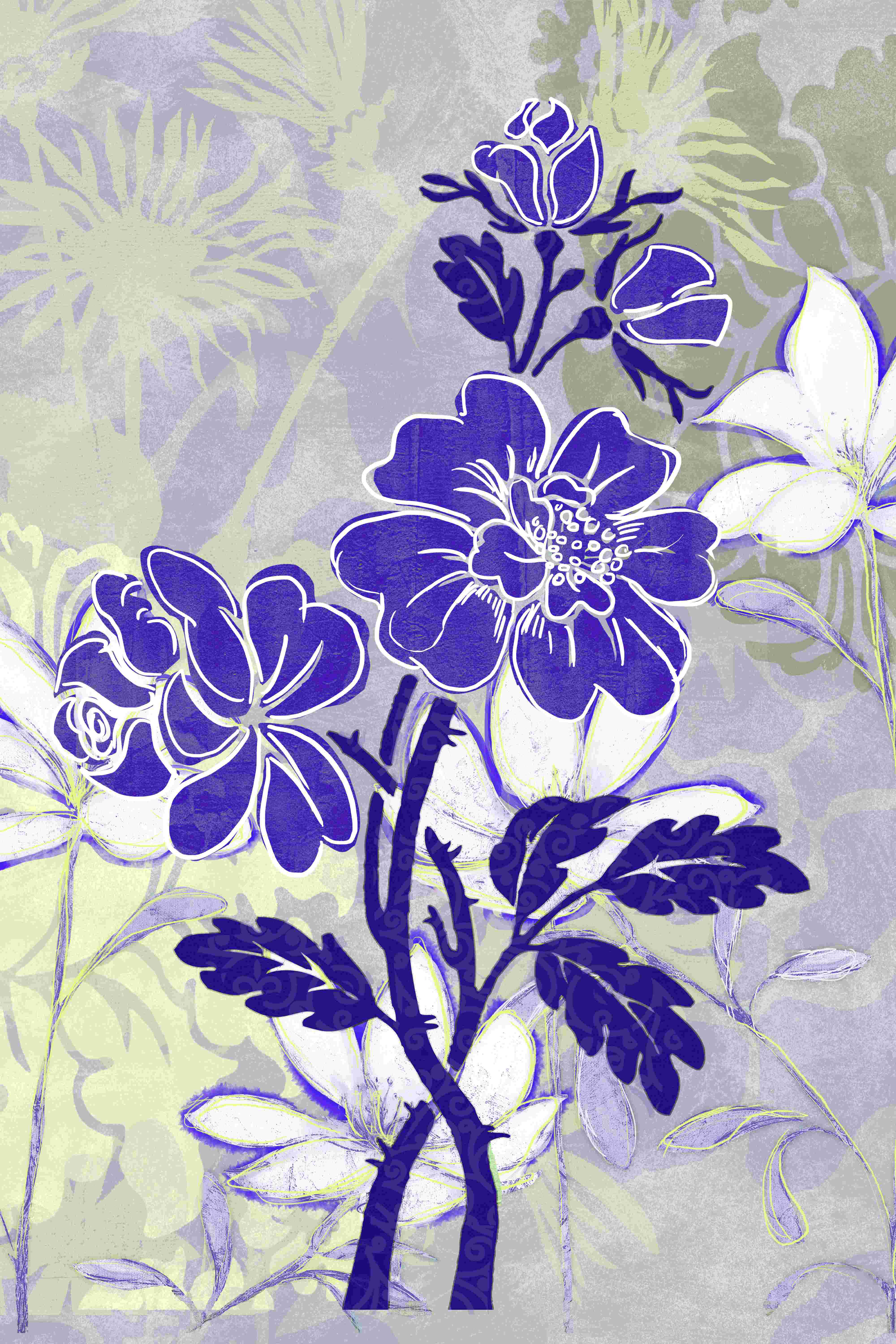 Winston Porter Pattern Floral Purple 2 - Wrapped Canvas Graphic Art ...