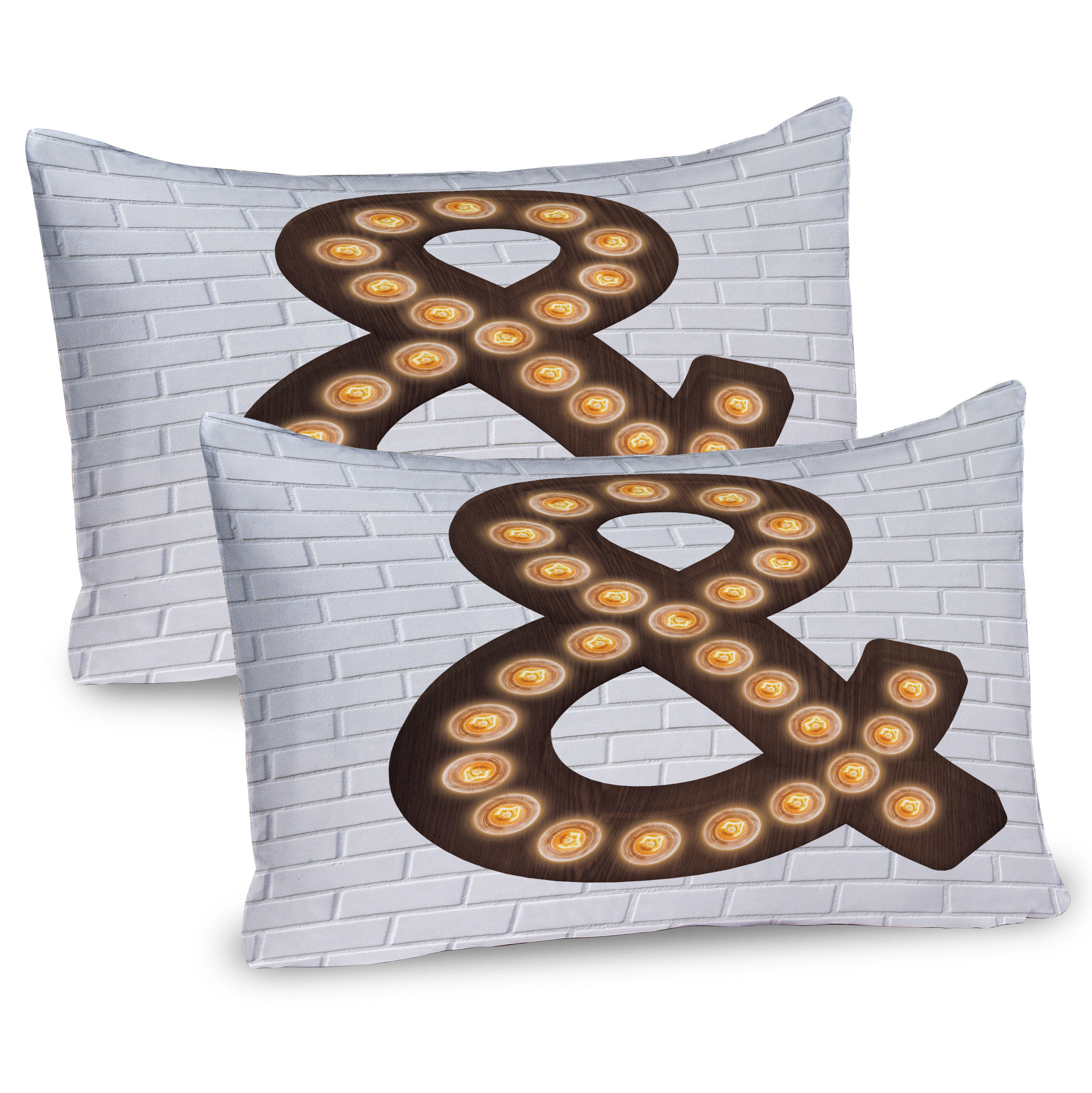 Ambesonne Symbol Pillow Sham 2 Pack Ampersand Punctuation Mark Coconut ...