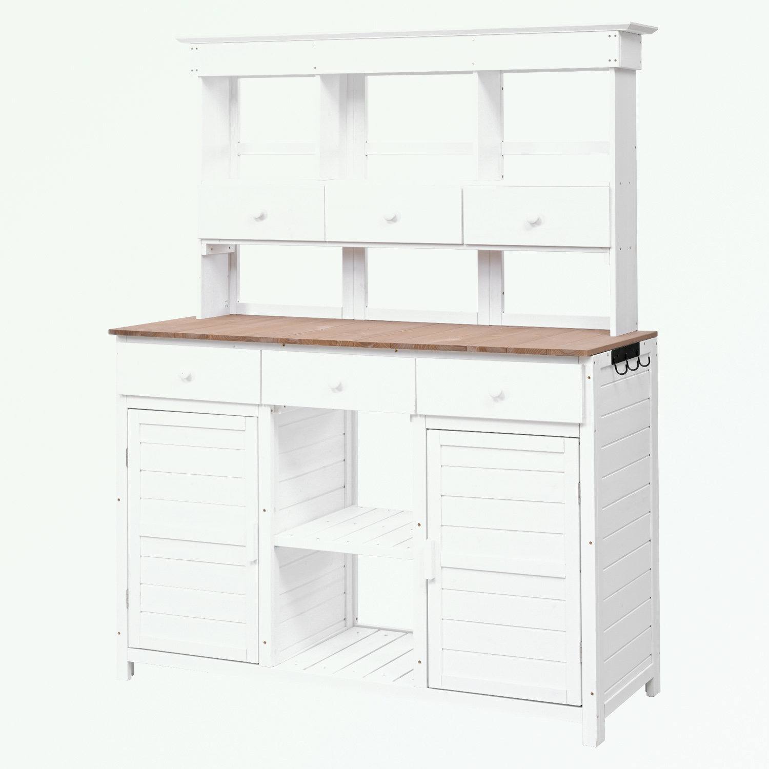 Red Barrel Studio Potting Bench Table with Hutch, 3 Shelves, 6 Drawers ...