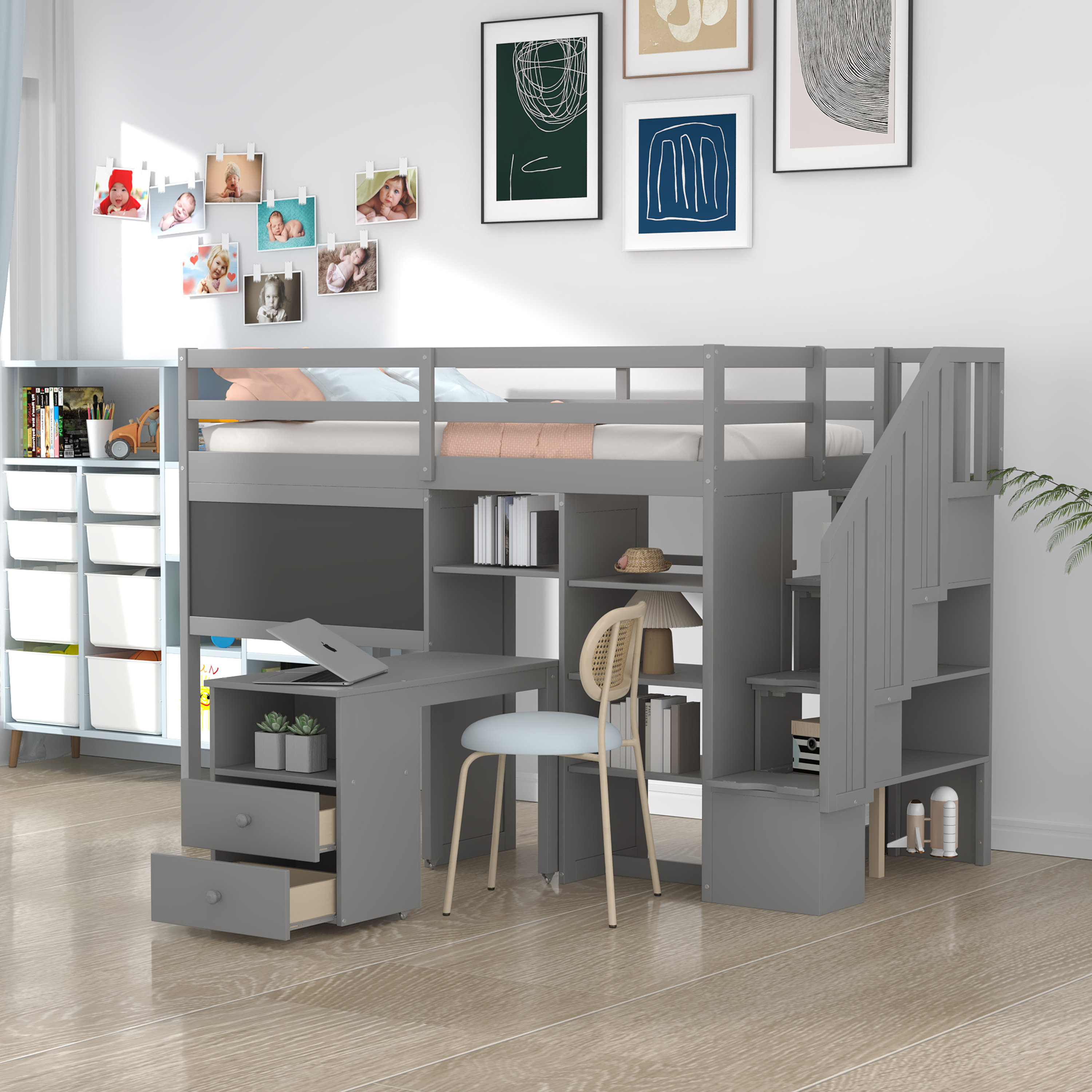 Harriet Bee Glenise Twin Loft Bed with Built-in-Desk by Harriet Bee | Wayfair