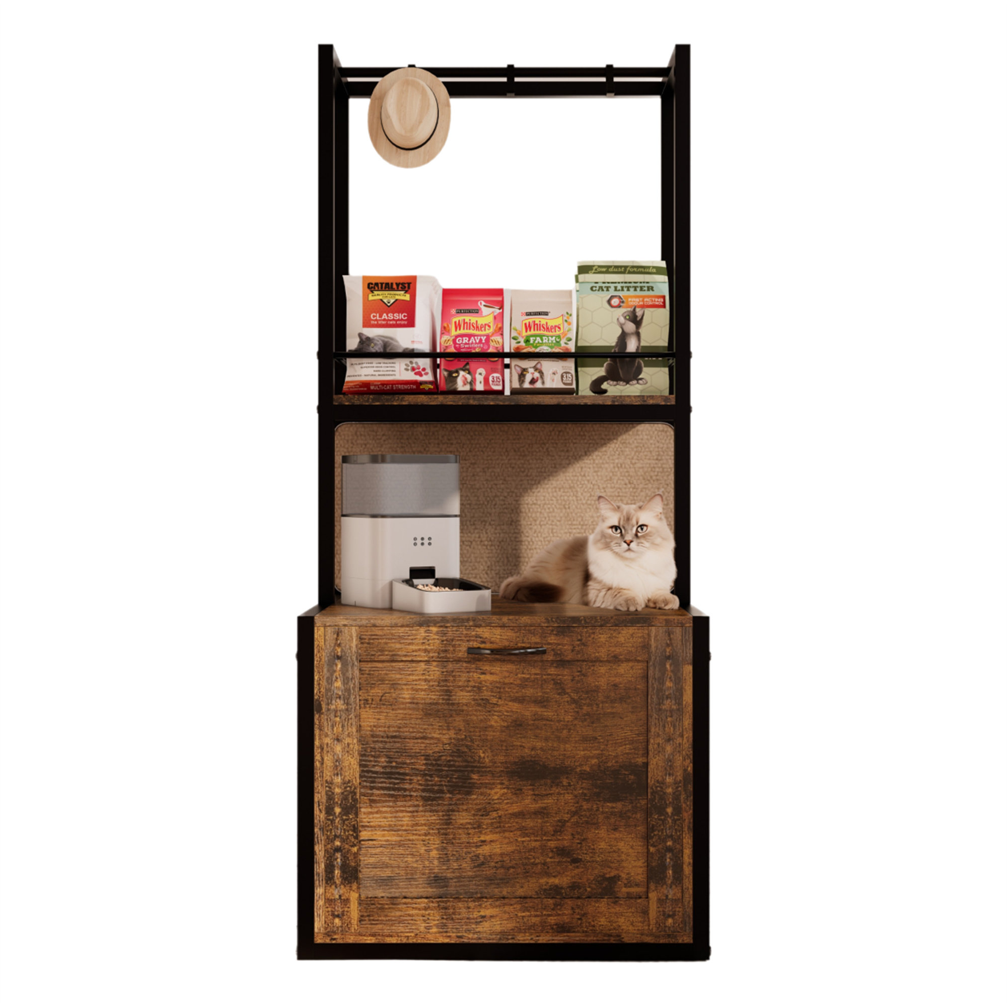 Tucker Murphy Pet™ Litter Box Enclosure With Storage Shelves And 2 ...