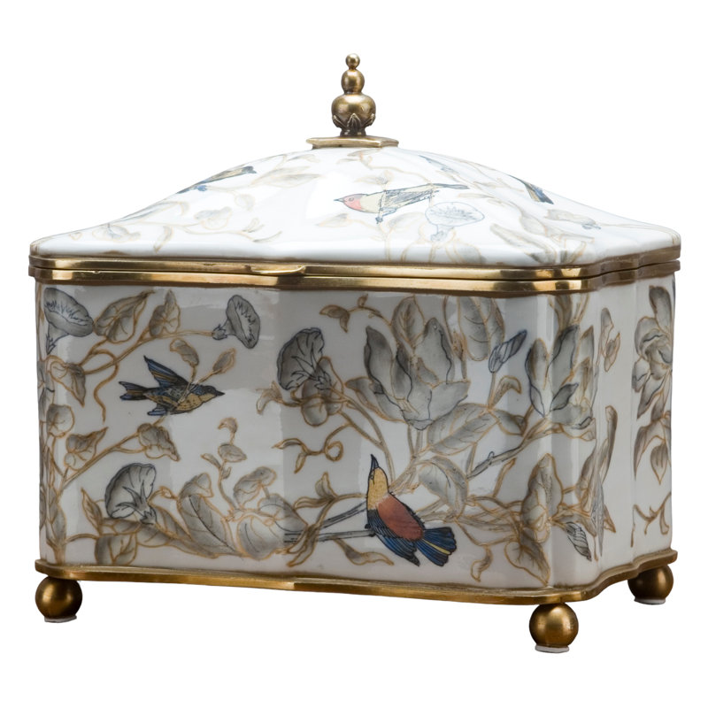 Danny's Fine Porcelain Gold/White/Gray Decorative Box & Reviews | Perigold