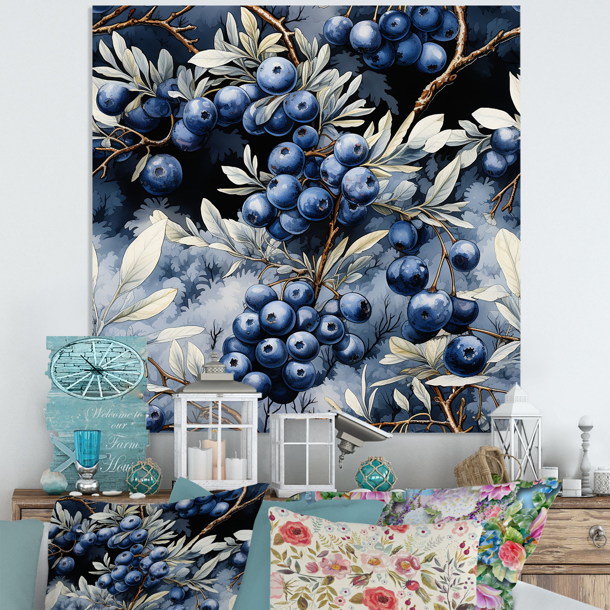 Latitude Run® Winter Berry Blueberry Grove II - Fruits Metal Wall Art ...