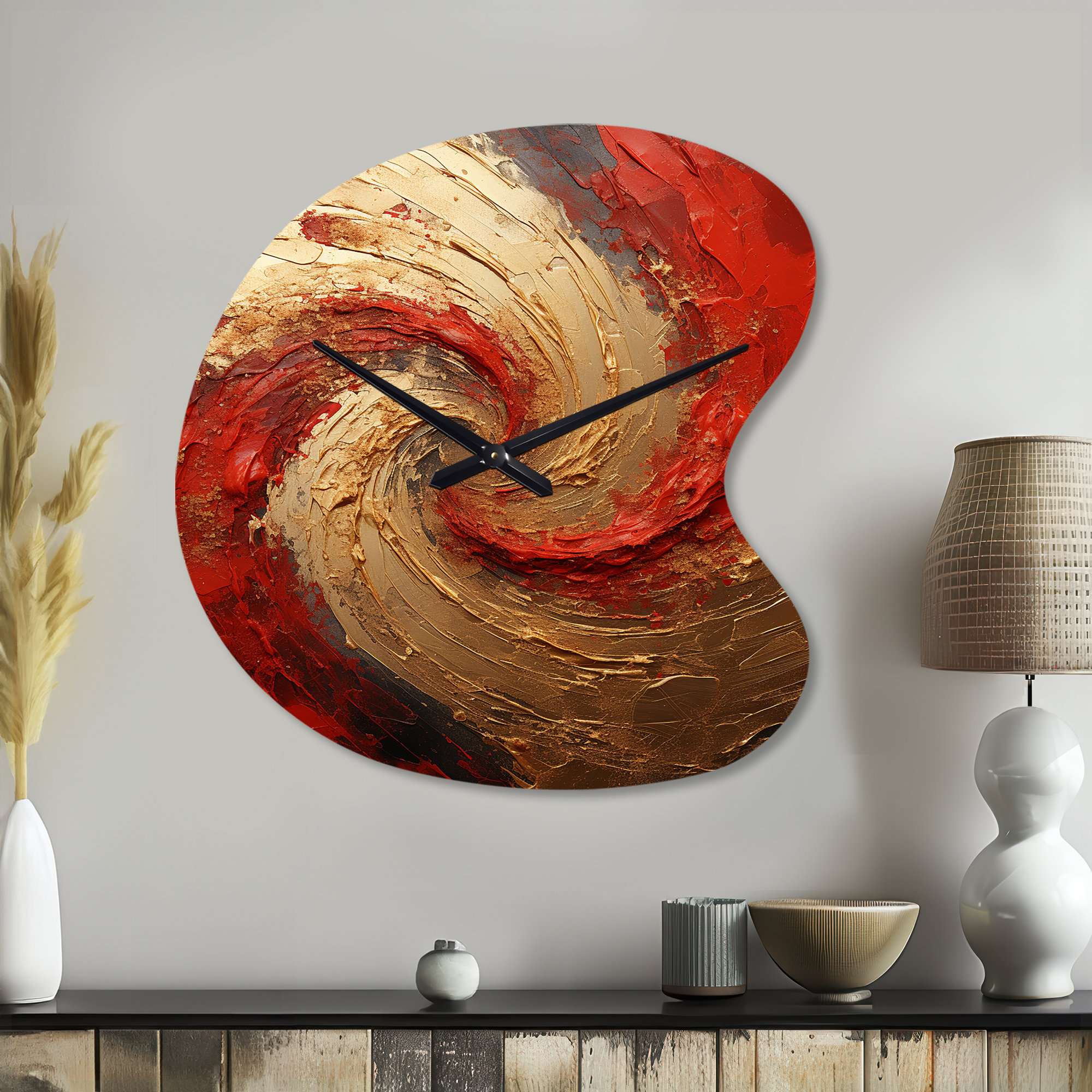 Design Art Red Gold Fusion Spiral - Abstract Spirals Unique Shape Metal ...