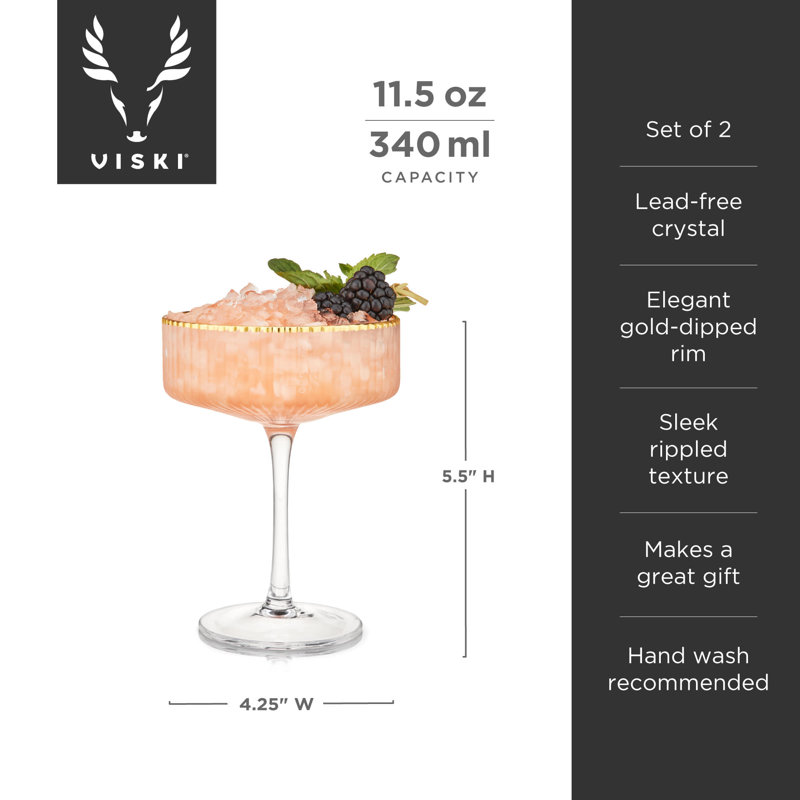 Viski Meridian Vintage Coupe Glasses, Art Deco Champagne Coupe ...