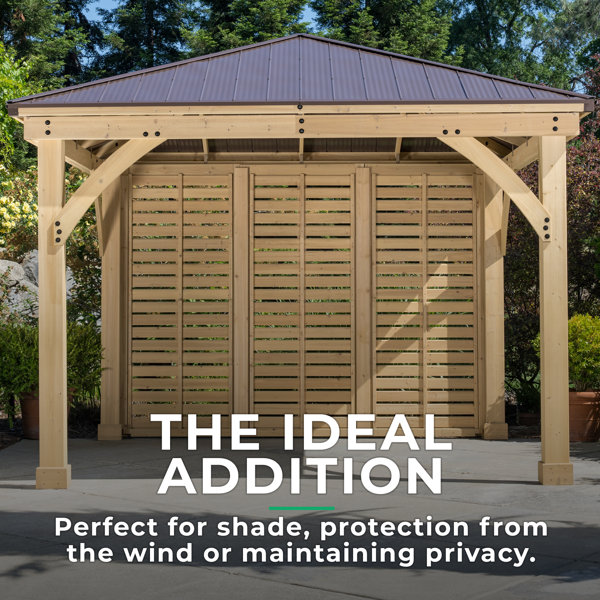 Yardistry 12' Meridian Wood Privacy Wall Premium Cedar Lumber with ...