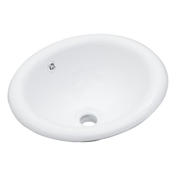 GhomeG 17"L*15"W White Ceramic Bathroom Vanity Sink Oval Single Bowl ...