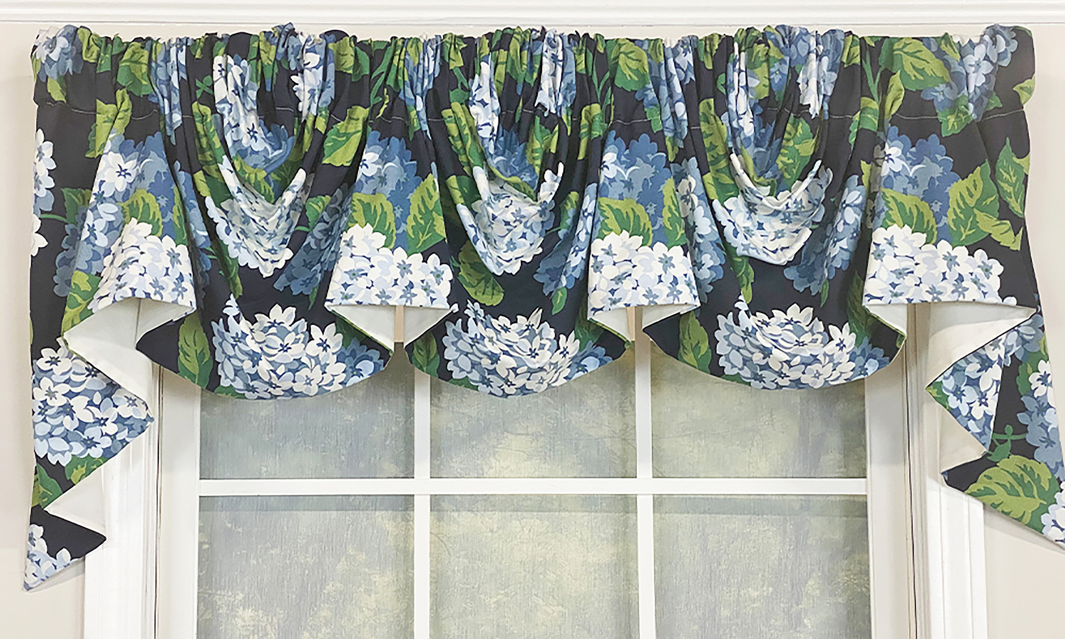 RLF Home Hydrangea Empire Valance 3-Scoop Color Tuxedo & Reviews | Wayfair