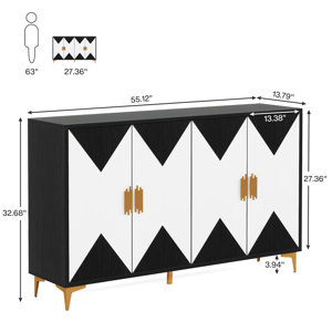 Mercer41 Danica 55'' Buffet Cabinet Sideboard with Adjustable Shelves ...