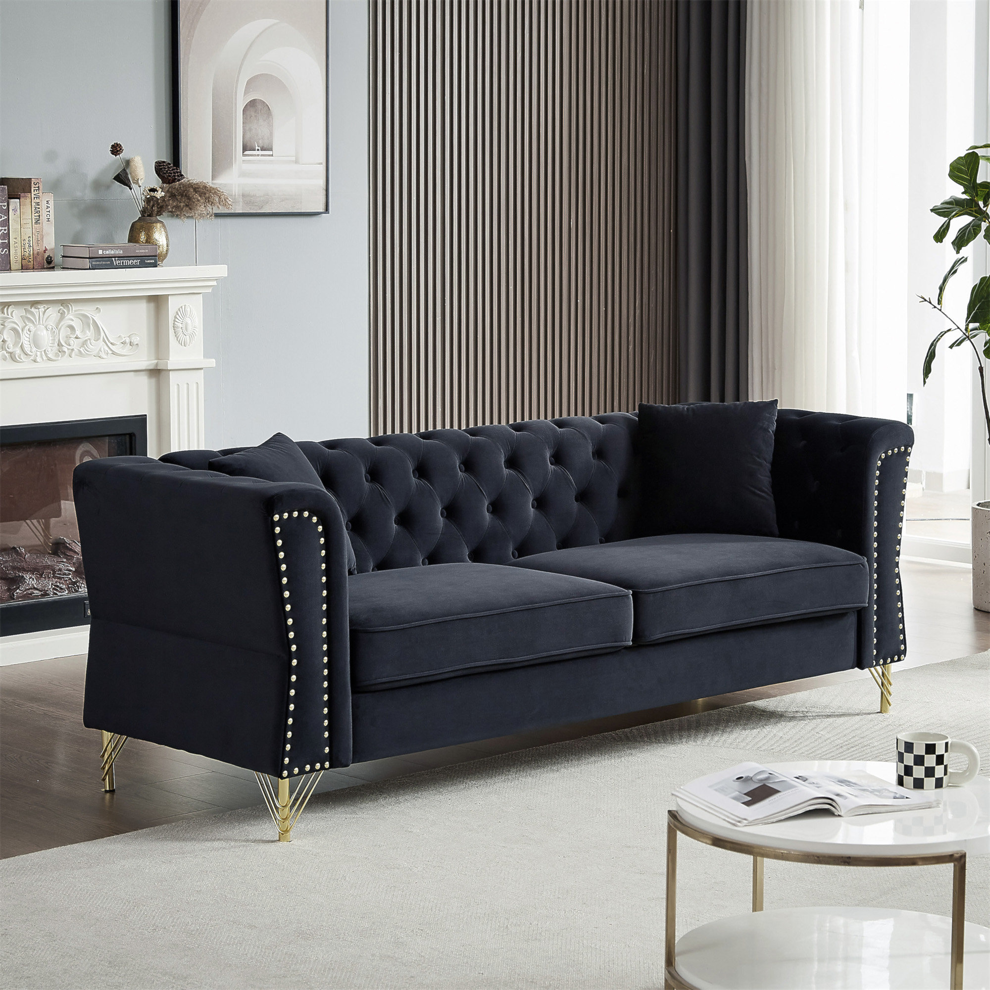 Rosdorf Park Luxurious Tufted Combination Sofa With Rolled Arms And ...
