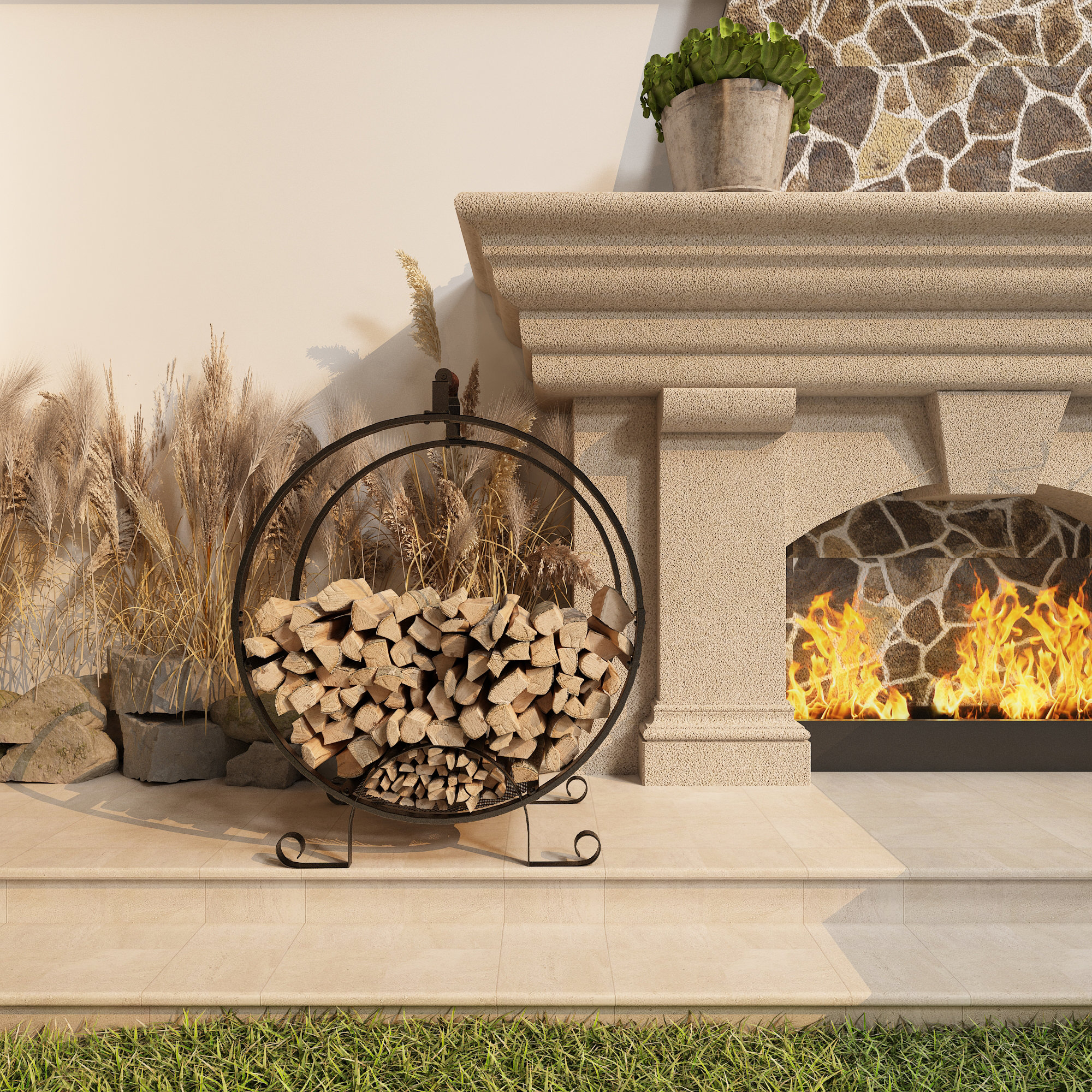 Red Barrel Studio Helka 24'' W Metal Log Rack | Wayfair