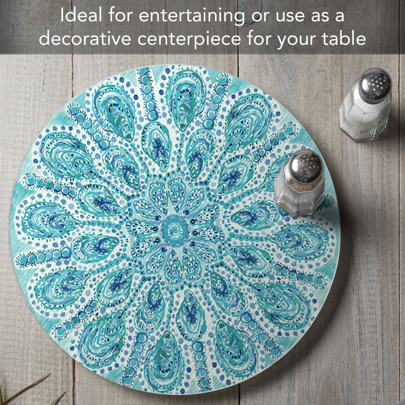 Highland Dunes Schaible Ocean Fantasy 13" Round Glass Lazy Susan ...
