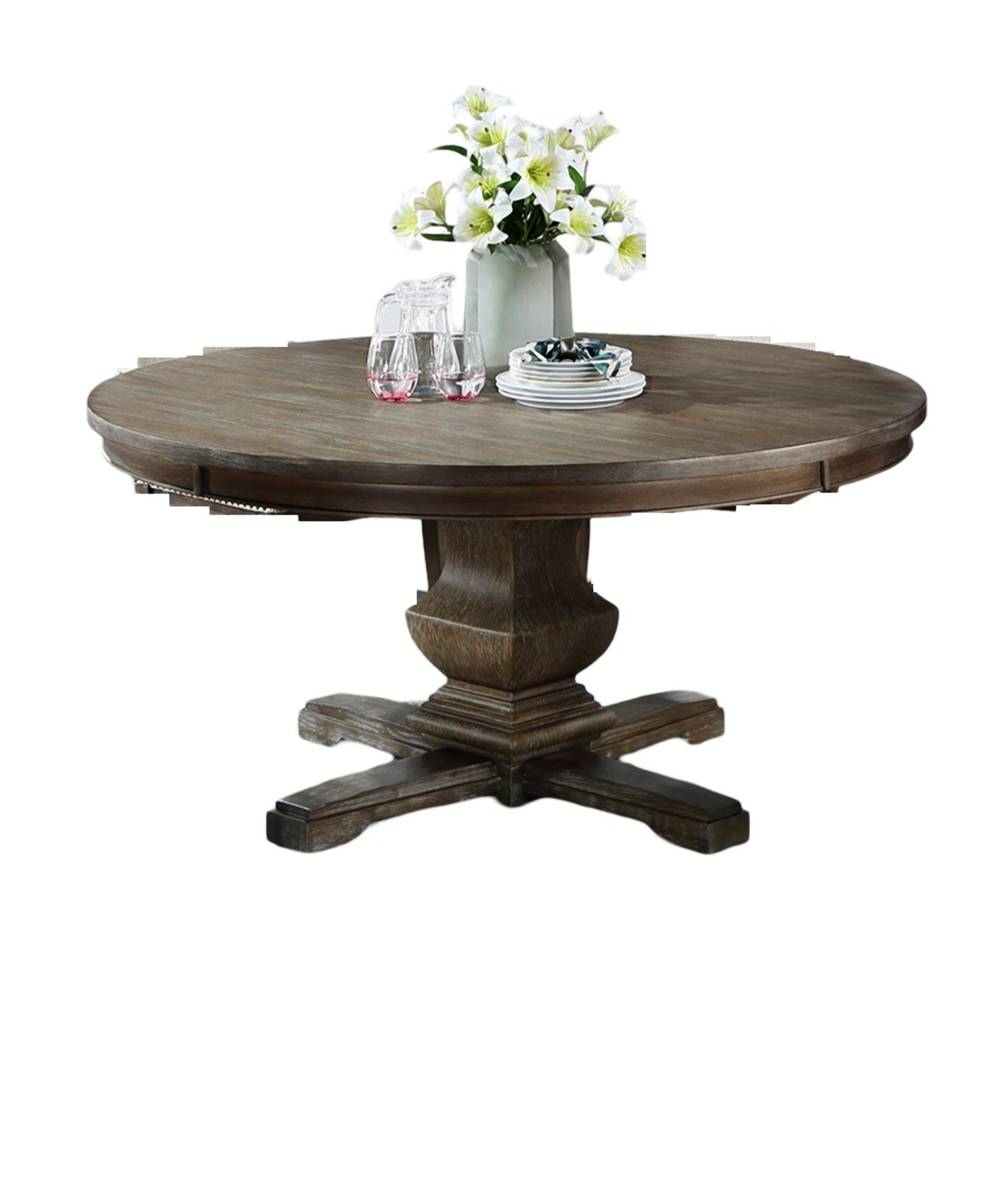 Rosalind Wheeler Traditional Formal 60"DIA Round Dining Table Pedestal ...