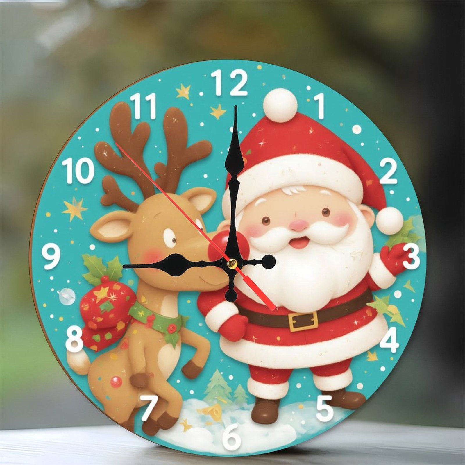 Ophelia & Co. Christmas-Clock-Face-With-Santa-Reindeer | Wayfair