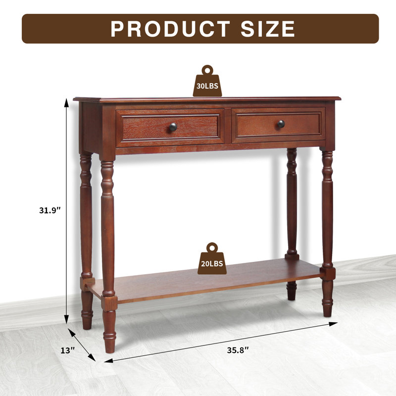 August Grove® Console Table With Drawers, Narrow Wood Accent Sofa Table ...