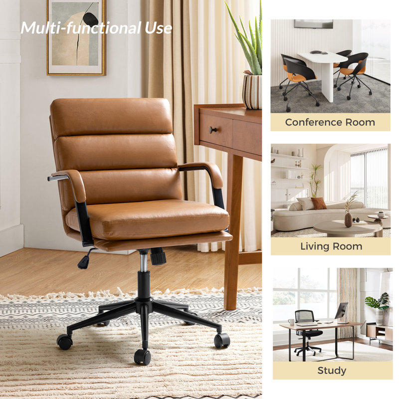 Wade Logan® Anagrace Leather Upholstered Swivel Tilt Task Office Chair ...