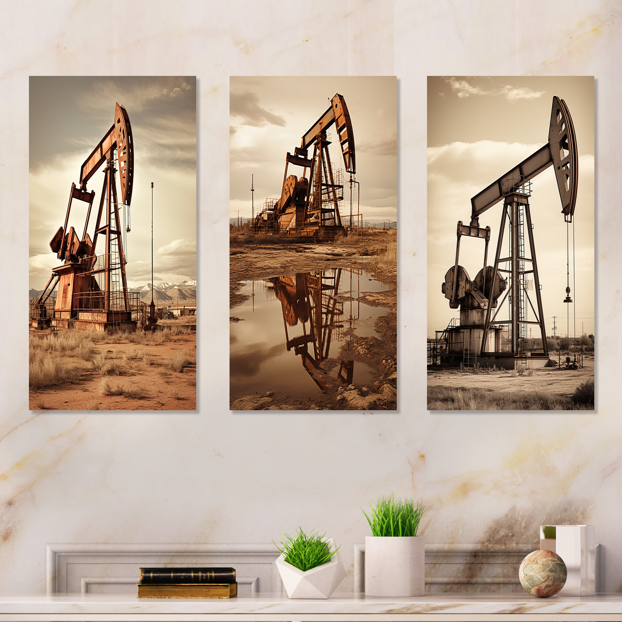 Williston Forge Modern Sepia Drilling Rig Field - Oil Rigs / Fields ...