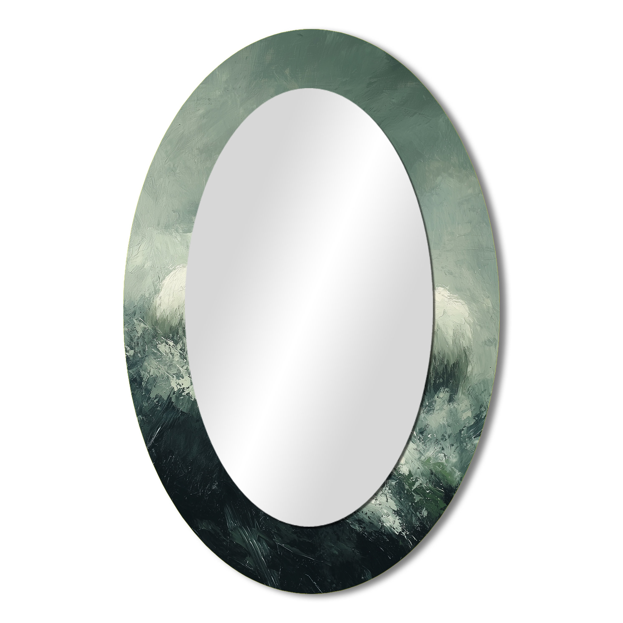 Latitude Run® Stormy Pasture Of Sheep III - Modern Oval Wall Mirror ...