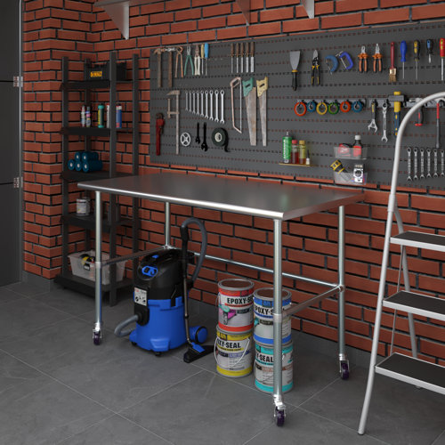 Amgood Stainless Steel Open Base Work Table with Wheels & Reviews | Wayfair