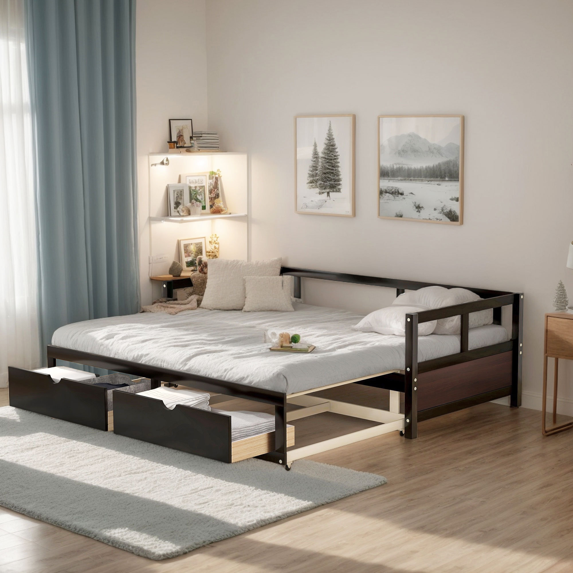 Lark Manor™ Daybed With Trundle Bed And 2 Storage Drawers, Wooden ...