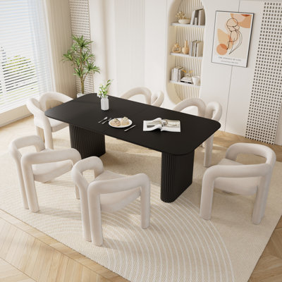 Brayden Studio® Modern 70.9 " Rectangular Double Pedestal Dining Table ...