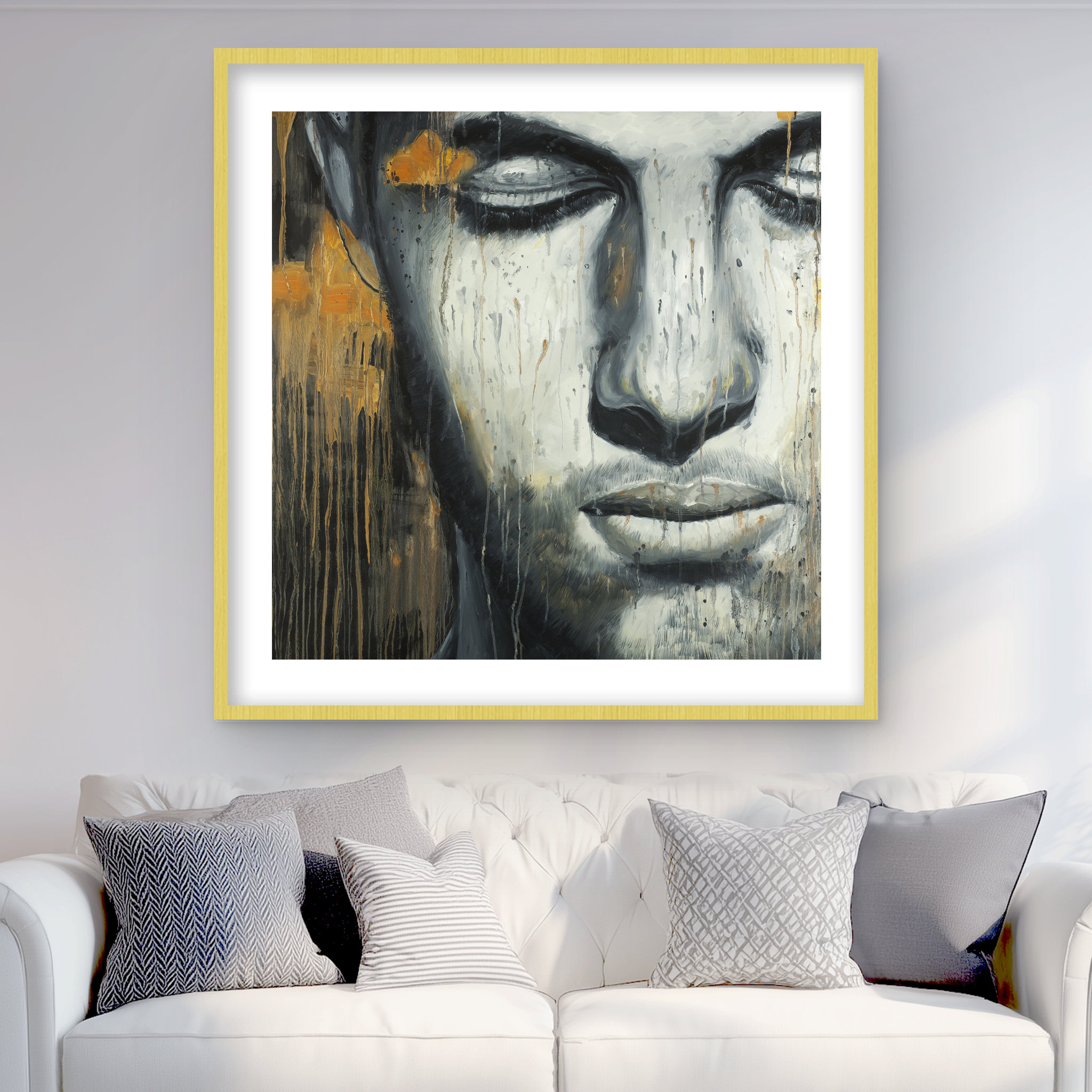 Lark Manor™ Abstract Man Face - Yellow Living Room Framed Print Decor ...