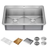 Kohler Toccata 33" L x 22" W x 6" Top-Mount Double-Equal Bowl Kitchen ...