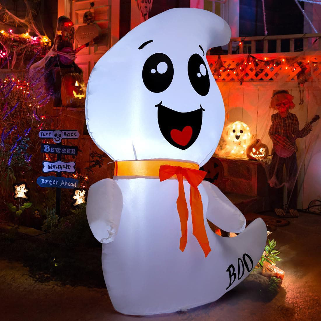 The Holiday Aisle® 4 FT Halloween Inflatable Cute Ghost Blow Up Yard ...