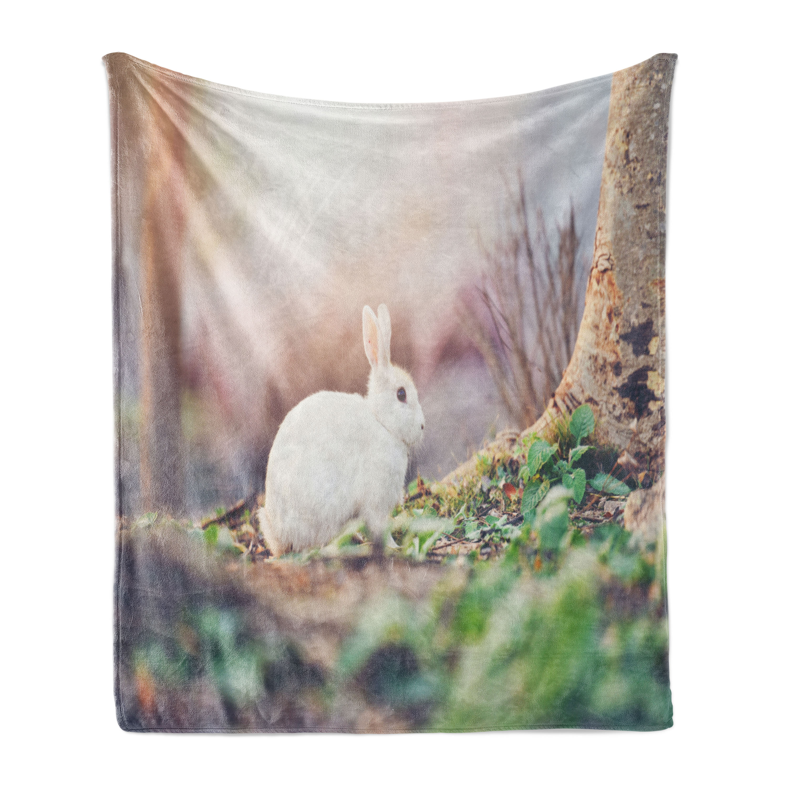 Ambesonne Easter Bunny Fleece Throw Blanket Spring Rabbit Forest ...