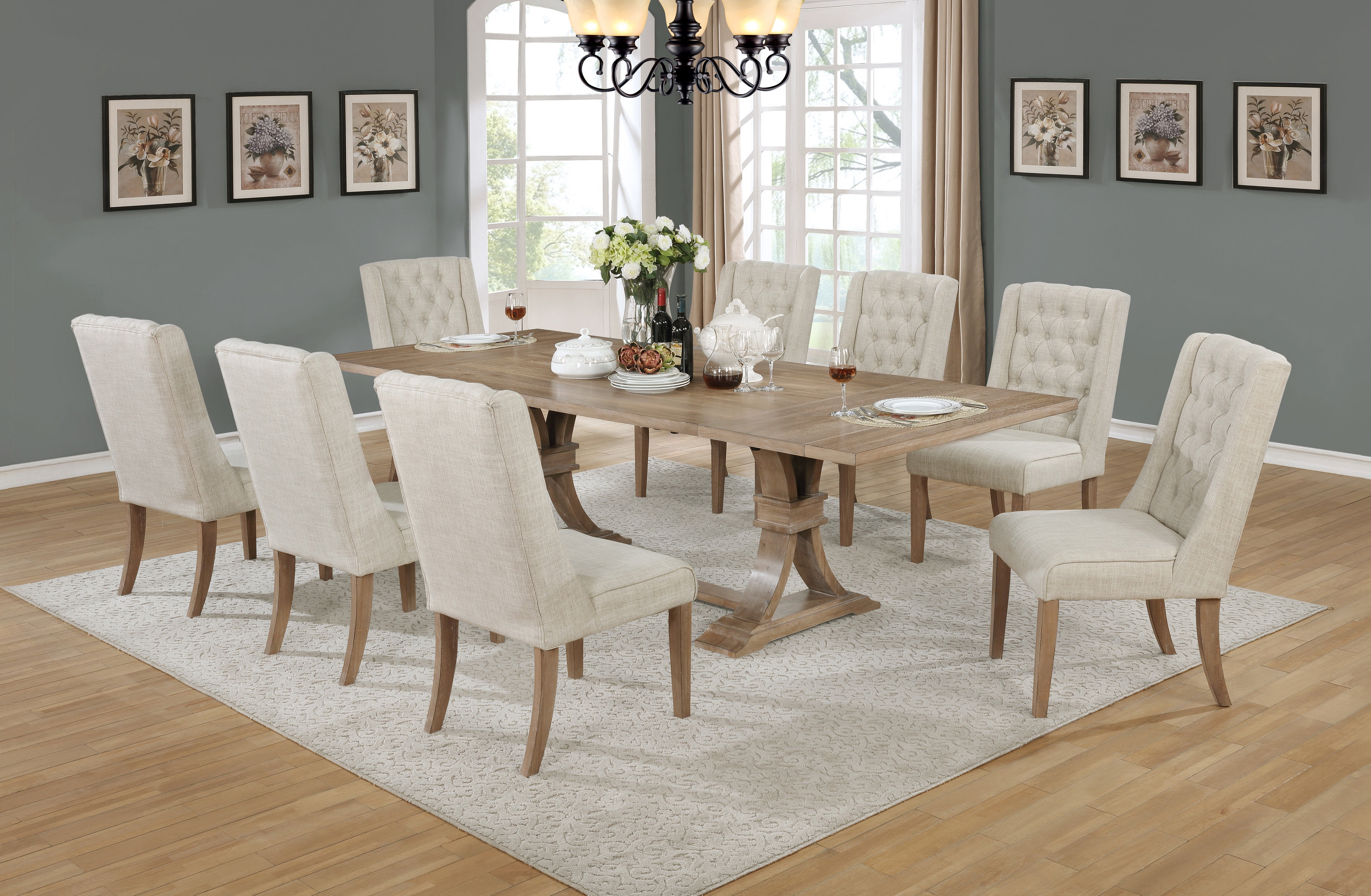 Gracie Oaks Dions Extendable 72" to 104" Table with Rustic Wood Dining ...