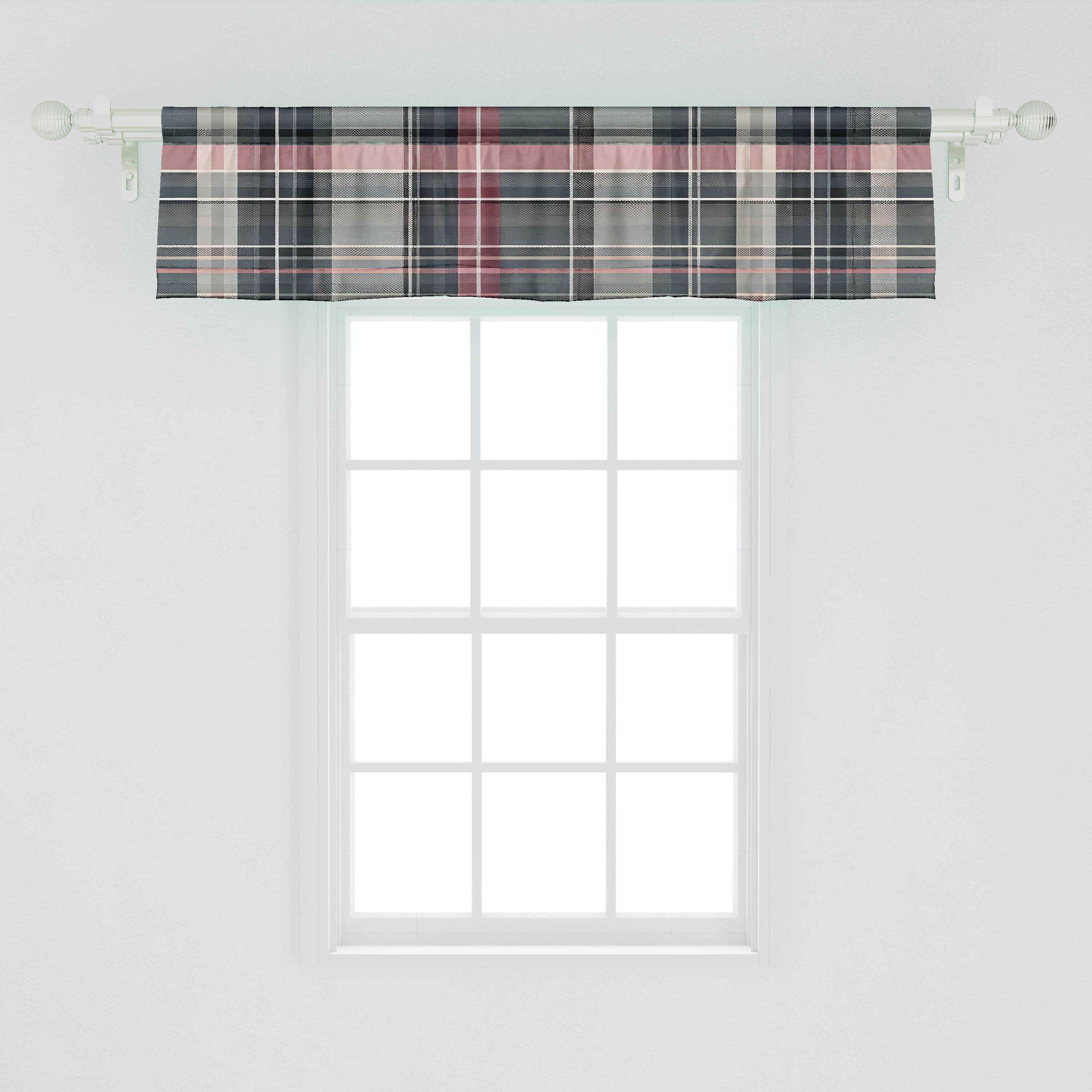 Ambesonne Buffalo Plaid Window Valance Modern Tartan Design 54"x12 ...